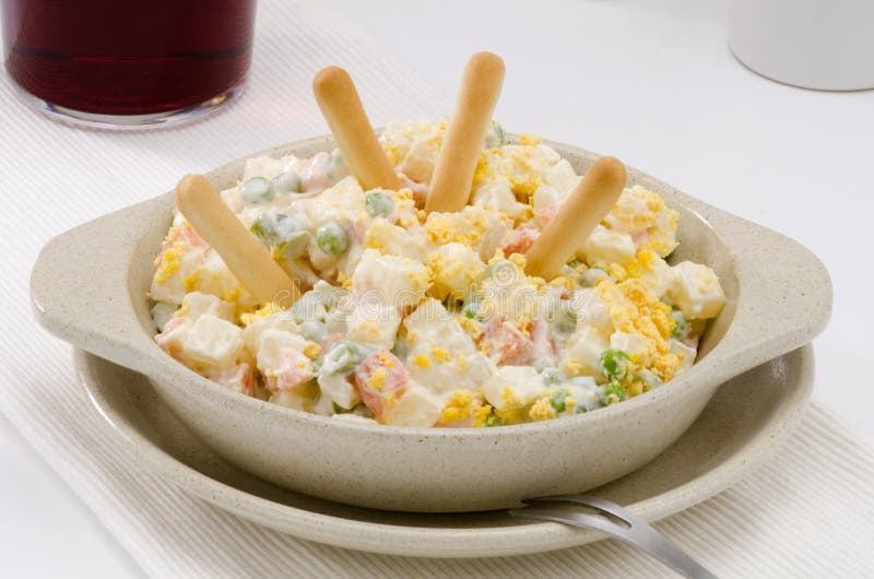 Spanish Cuisine. Russian Salad. Ensaladilla Rusa. Stock Photo - Image ...