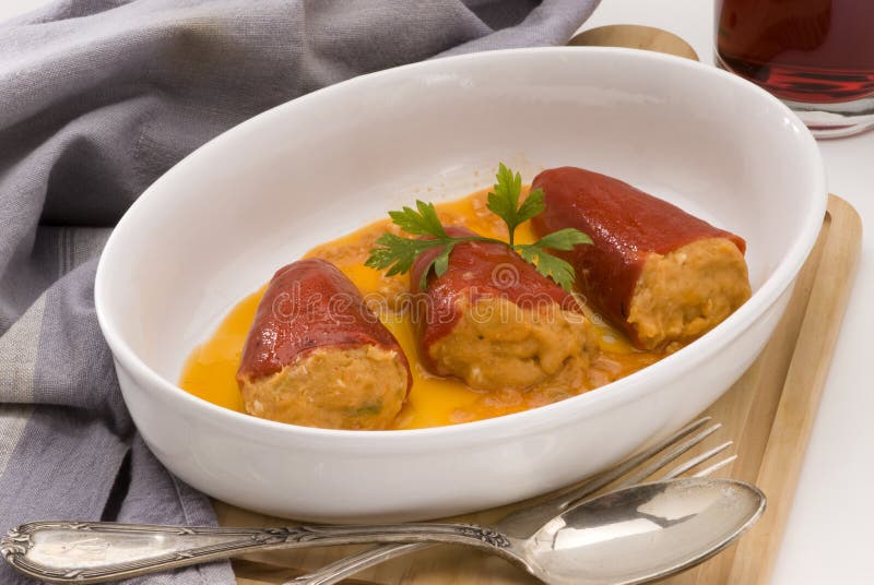Spanish Cuisine. Stuffed Peppers. Stock Photo - Image of aliment, meal ...