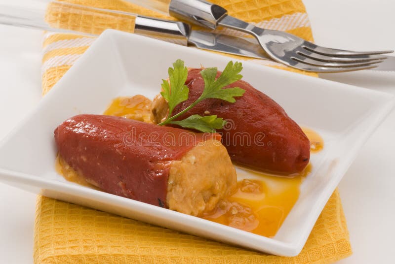 Spanish Cuisine. Stuffed Peppers. Stock Photo - Image of aliment, meal ...