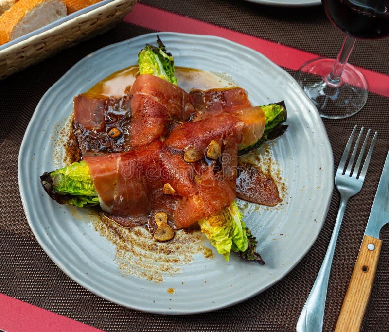 Spanish Dish with Cabbage and Bacon Stock Photo - Image of garlic ...