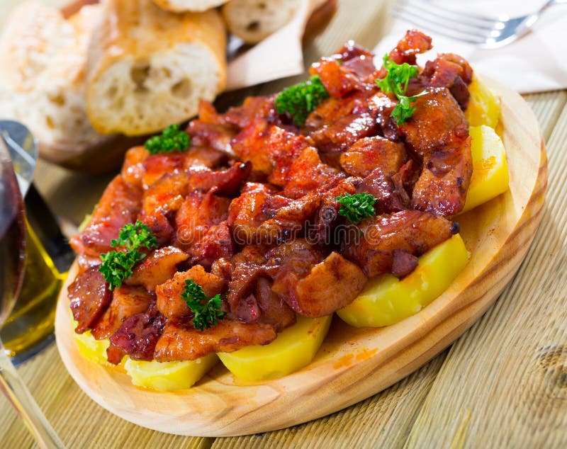 Spanish Dish - Roasted Pig Nose and Cheeks Stock Photo - Image of ...