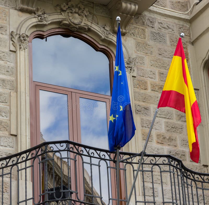 Spanish and EU flag stock photo. Image of europa, europe - 36189126