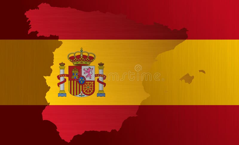 Spanish Flag with a Contour of Borders Stock Illustration ...