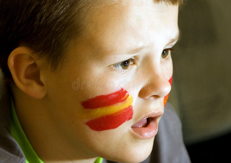 Spanish Flag on Face of Boy Stock Image - Image of banner, child: 2259233