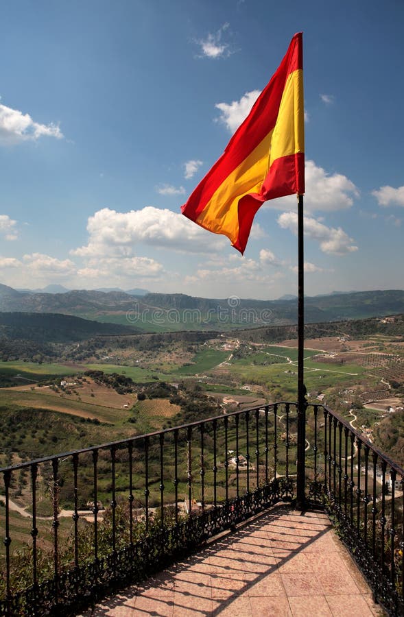 Spanish Flag Flying Over Ronda in Spain Stock Photo - Image of danger ...