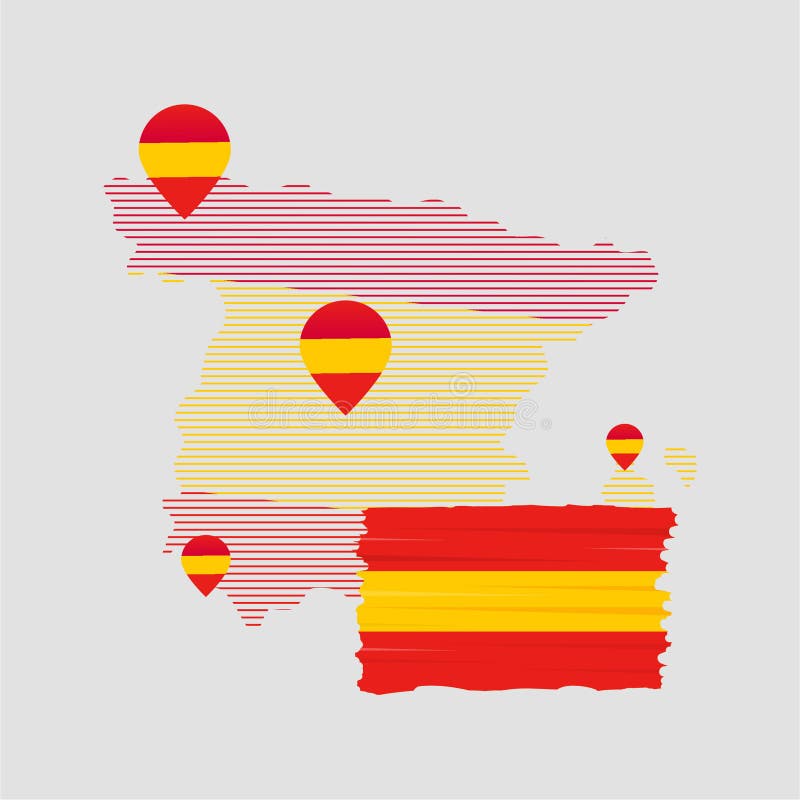 Spanish Flag with Map Location Stock Vector - Illustration of icon ...