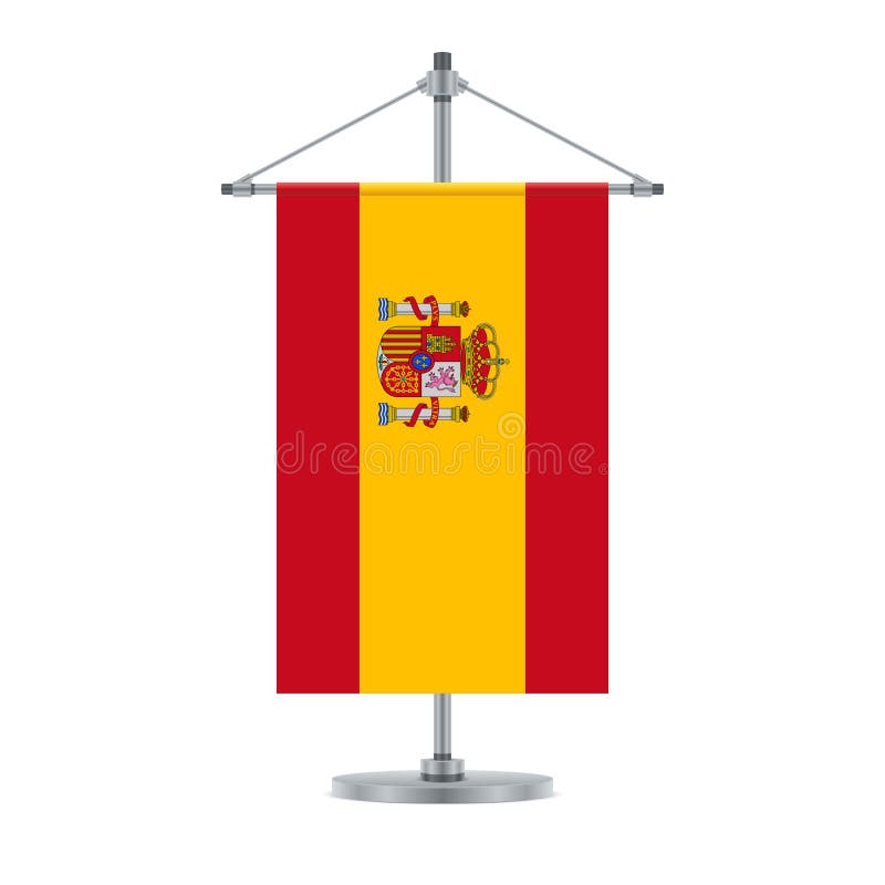 Spanish Flag on the Metallic Cross Pole, Illustration Stock Vector ...