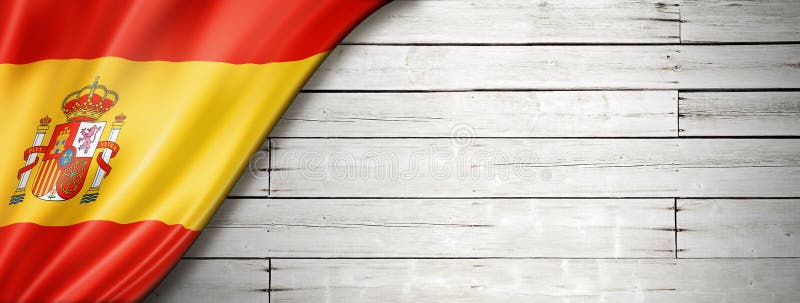 Spanish Flag on Old White Wall Banner Stock Illustration - Illustration ...