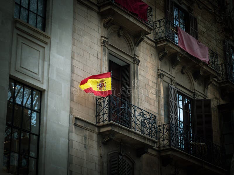 The Spanish Flag Proudly Waves Atop an Ancient Spanish Architectural ...