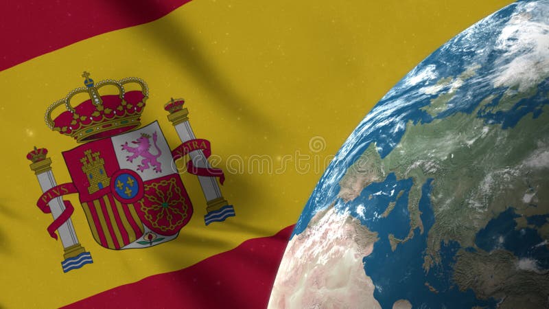Spanish Flag and Spain Map on Earth Globe 4K Stock Video - Video of ...