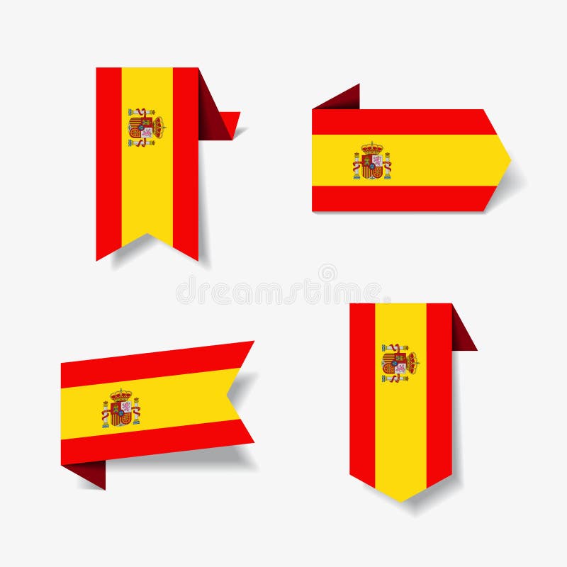 Spanish Flag Stickers and Labels. Vector Illustration. Stock Vector ...