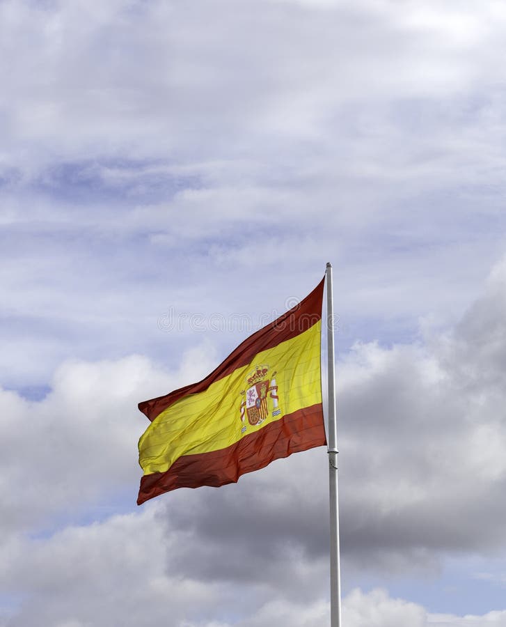Spanish Flag Waving In The Wind Stock Image - Image of waving, spain ...