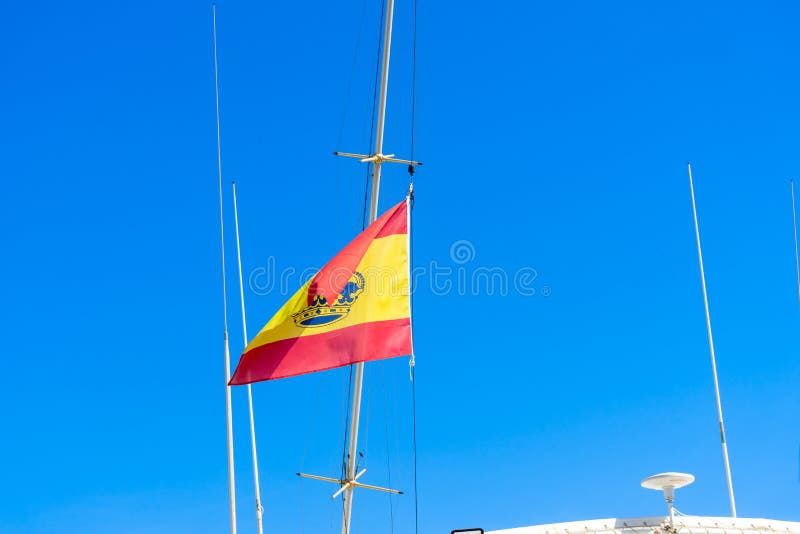 Spanish Flag on Yacht, Costa Del Sol Stock Image - Image of national ...