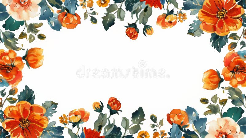 Spanish Floral Border on White Background for Web Page Design ...