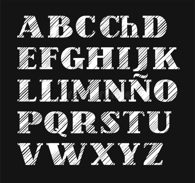 Spanish Font, Color Lines on Green Background, Vector. Stock Vector ...