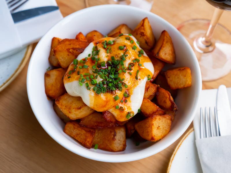 Spanish Fried Potatoes Patatas Bravas Stock Photo - Image of sauce ...