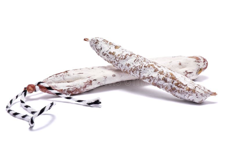 Spanish Fuet Thin Dried Salami Sausage Isolated on a White Background ...