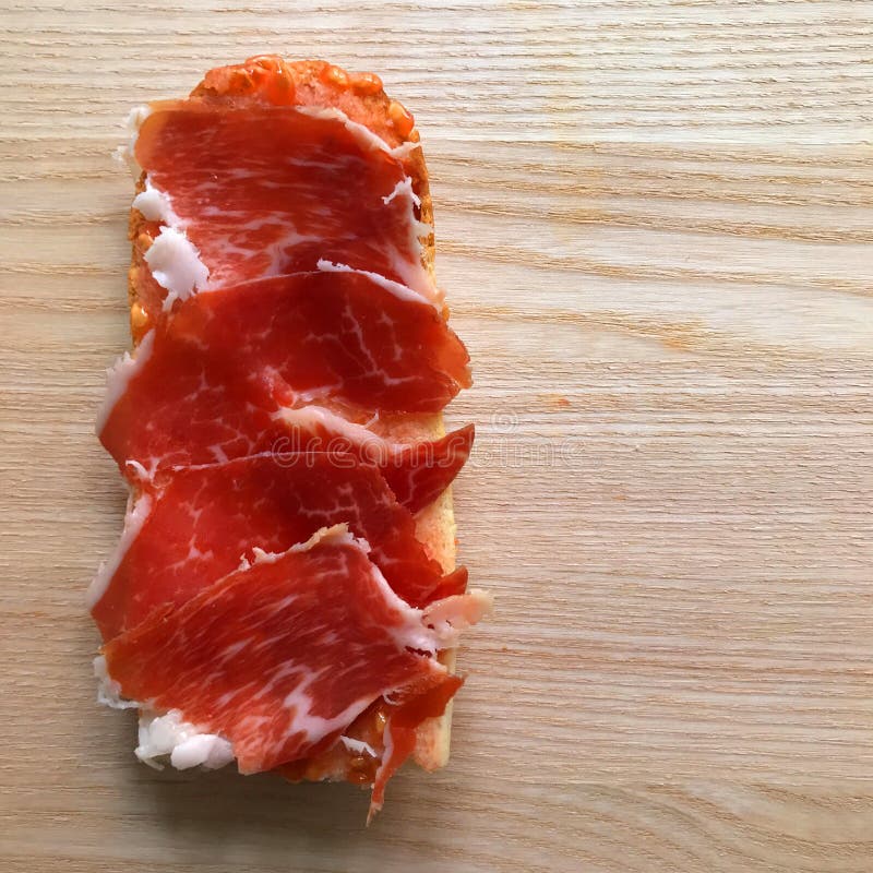 Iberian Ham on Toast. Spain Stock Image - Image of comida, space: 346336961