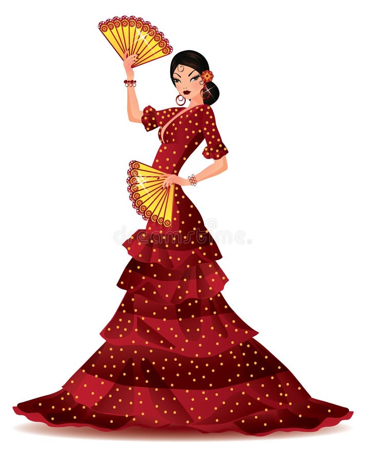 Flamenco Dancer Spanish Girl With Fan Stock Vector Illustration Of
