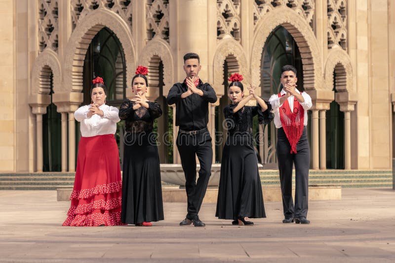 Spanish Group of Flamenco Dancers Playing Hand Clapping in a Group ...