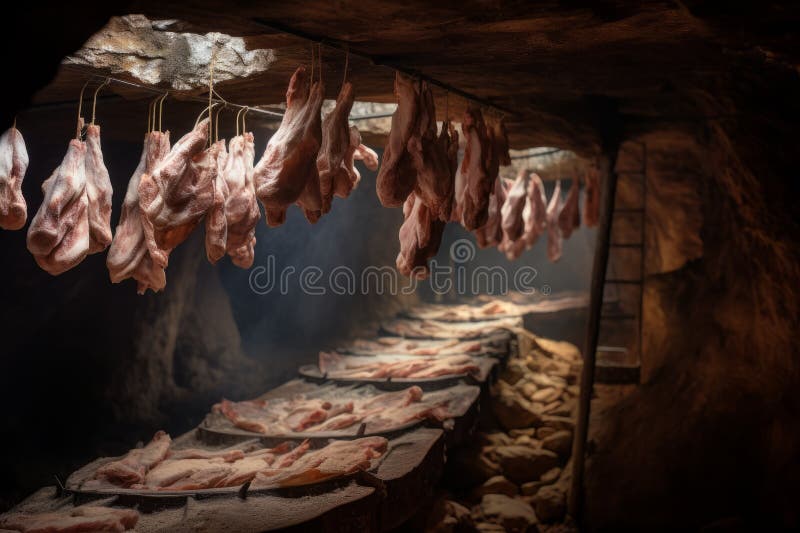 Spanish ham hanging, jamon stock image. Image of jamon - 293152089