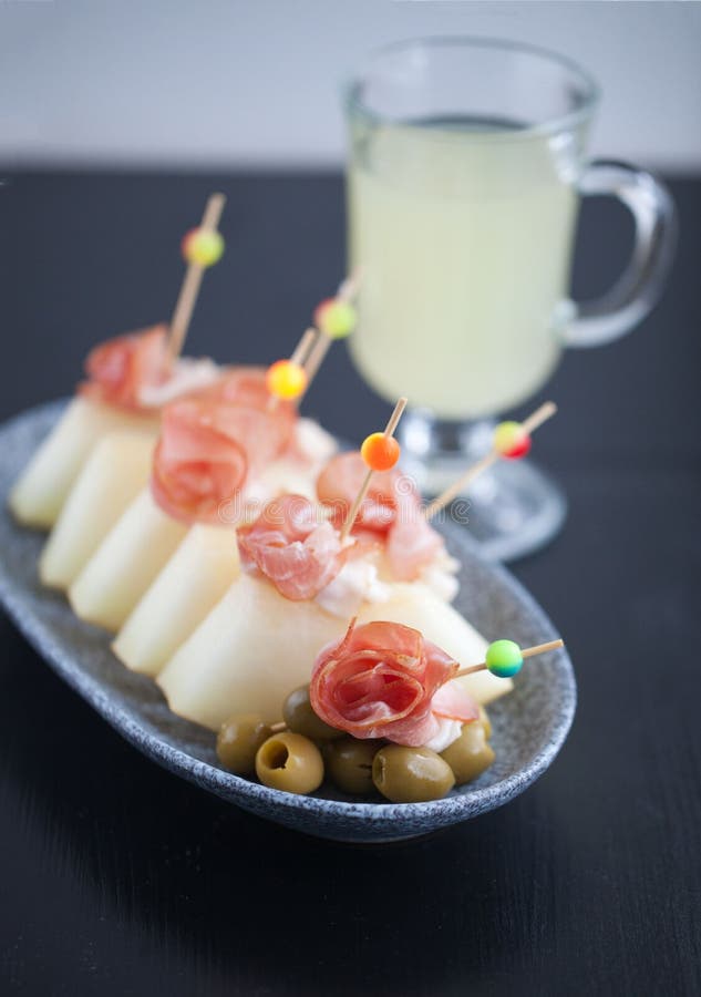 Spanish Jamon with Melon Snack Stock Photo - Image of iberico, cuisine ...