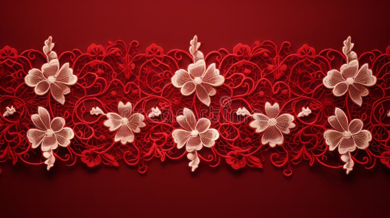 Spanish Lace: Intricate 3d Design with Lace and Flowers on Red ...
