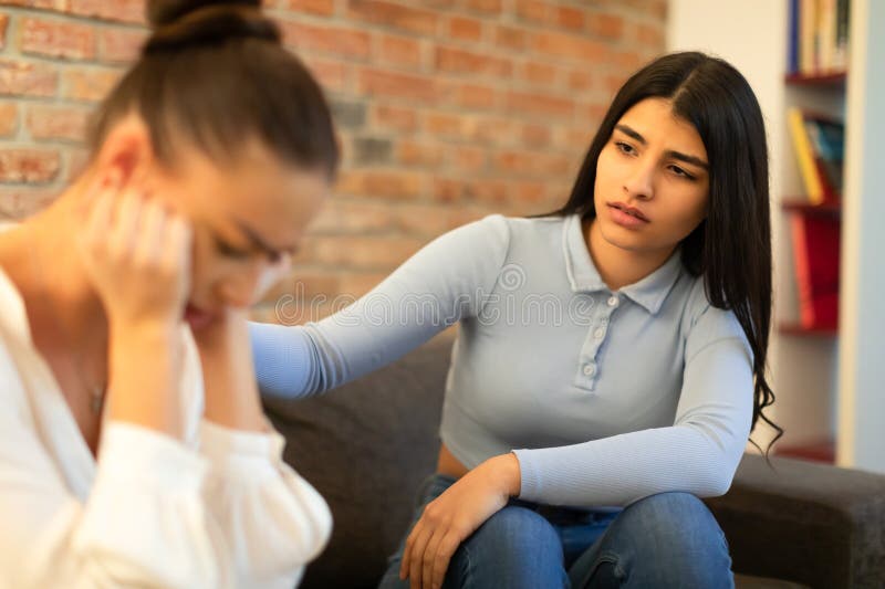 Spanish Lady Supporting and Calming Down Her Friend Who Having Problem ...