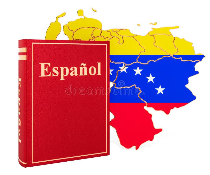 Spanish Language Book with Map of Venezuela, 3D Rendering Stock ...