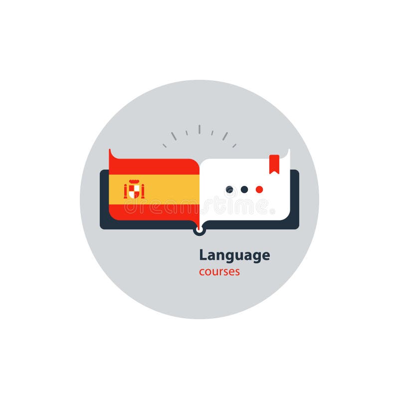 Spanish Language Courses Advertising Concept. Fluent Speaking Foreign ...