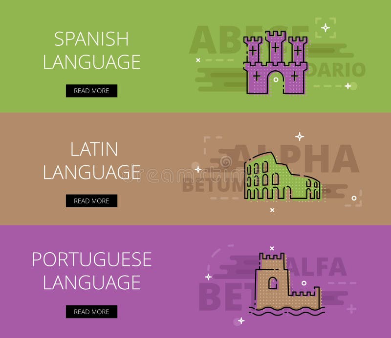 Spanish Language. Latin Language. Portuguese Language. Vector Ba Stock ...