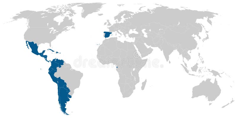 Spanish Language Speaking Countries on Map of the World Stock Vector ...