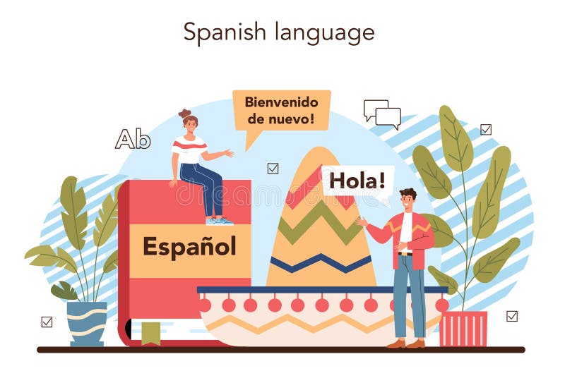 Spanish Learning Concept. Language School Spanish Course Stock Vector ...
