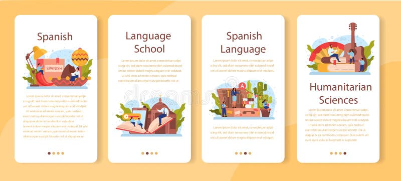 Spanish Learning Concept. Language School Spanish Course Stock Vector ...