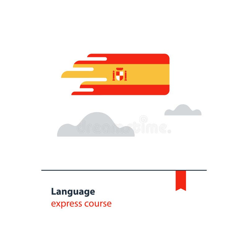 Spanish Language Courses Advertising Concept. Fluent Speaking Foreign ...
