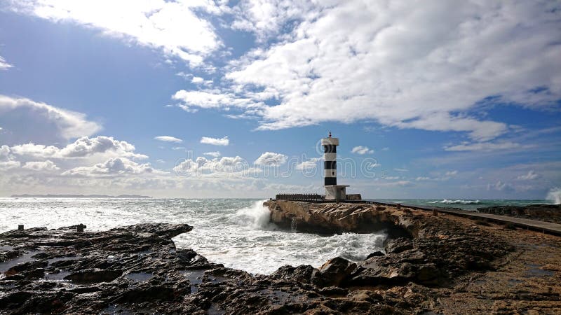 Spanish Lighthouse Ses Salines, Mallorca Stock Photo - Image of winter ...