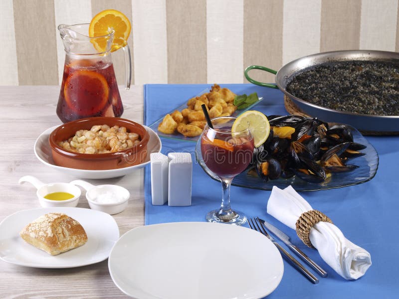 Spanish lunch menu stock image. Image of glass, close - 25944675