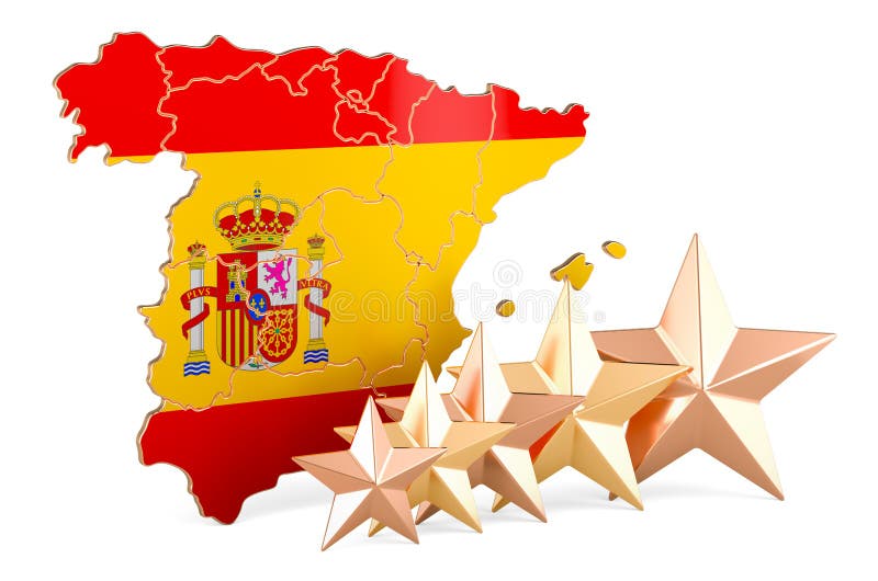 Spanish Map with Five Stars. Rating, Quality, Service in Spain Stock ...
