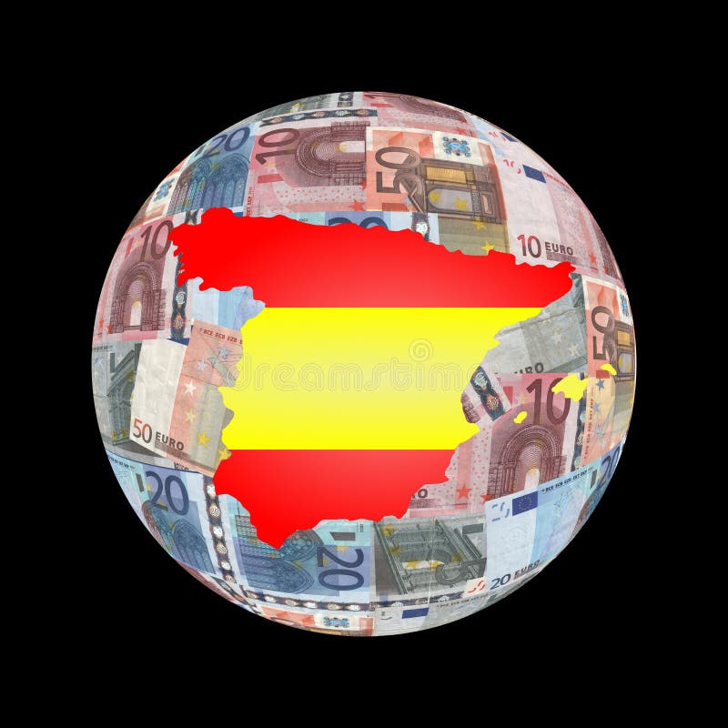 Spanish map flag on euros stock illustration. Illustration of economy ...