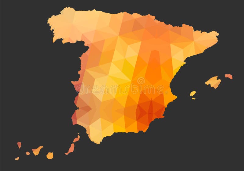 The Spanish Map of Polygonal Style Stock Vector - Illustration of ...