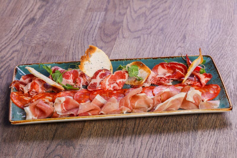 Spanish meat plate stock image. Image of dish, dinner - 127480459