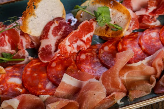 Spanish meat plate stock photo. Image of pork, cured - 130697446