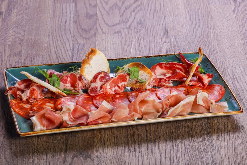 Spanish meat plate stock image. Image of mediterranean - 121392963