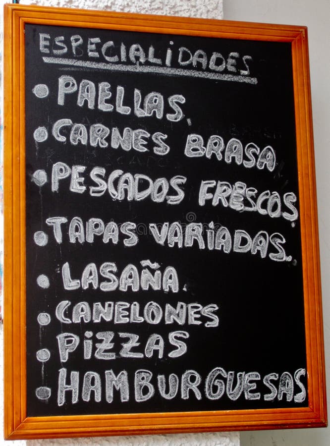 Spanish Menu stock photo. Image of menu, restaurant, board - 35899120