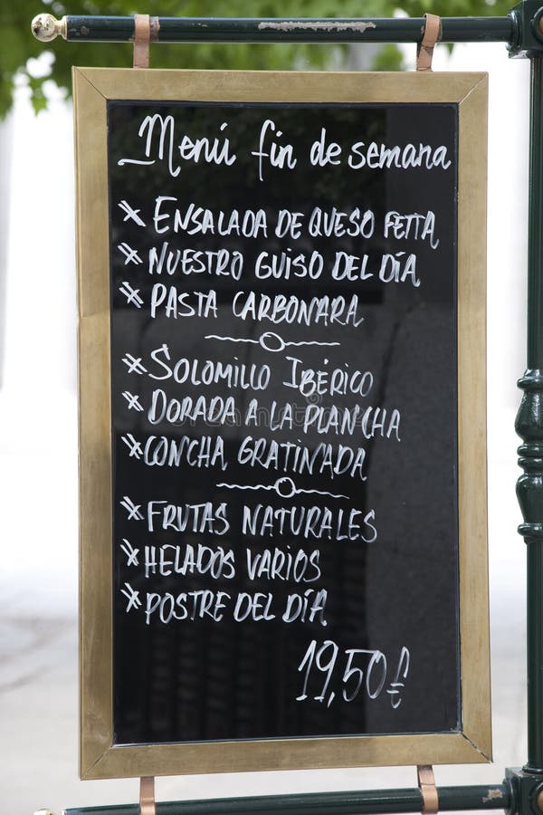 Spanish Menu Sign in Madrid Stock Photo - Image of travel, vacation ...