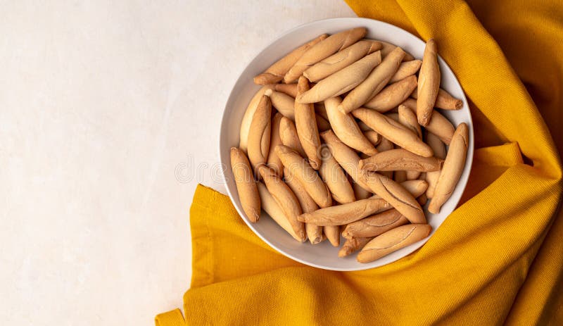 Spanish Mini Picos Bread Sticks in Bowl Top View Stock Image - Image of ...