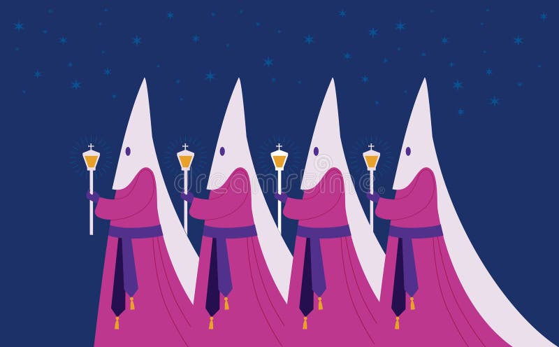 Spanish Nazarenos in Holy Week Procession. Traditional Easter ...