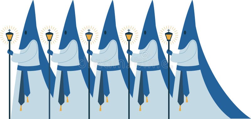 Spanish Nazarenos in Holy Week Procession. Traditional Easter ...