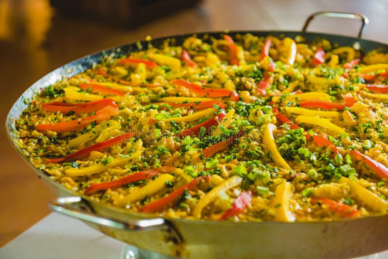 Spanish Paella As Main Course. Stock Photo - Image of seafood, pepper ...