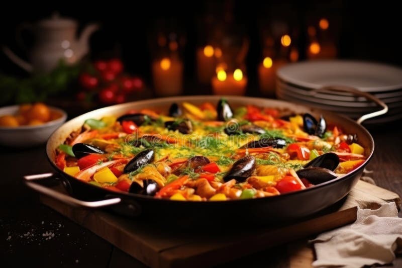 Spanish Paella in a Traditional Flat Pan Stock Image - Image of spanish ...
